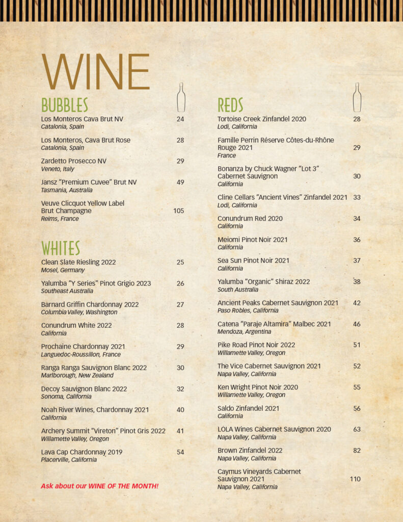 Food, Brunch, Cocktails, Wine & Beer Menus - Craft On Colley